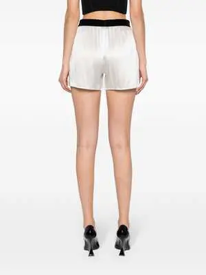 TOM FORD Logo Waistband Satin Shorts - Neutrals