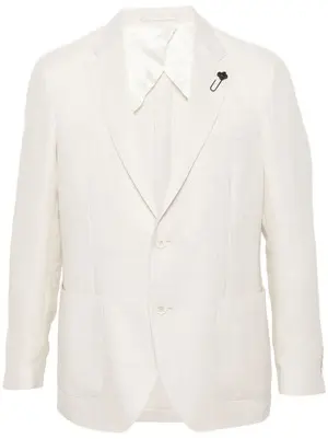 LARDINI Basket-weave Single-breasted Blazer - Neutrals
