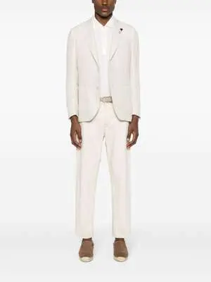 LARDINI Basket-weave Single-breasted Blazer - Neutrals