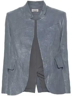Zadig&Voltaire Verys Crinkled Leather Blazer - Blue