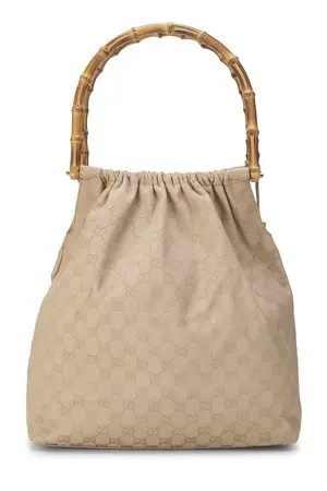 Gucci Original Gg Canvas Bamboo Tote Bag