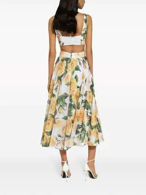 Dolce & Gabbana Rose-print Sequin-embellished Midi Skirt