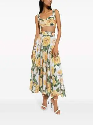 Dolce & Gabbana Rose-print Sequin-embellished Corset Top