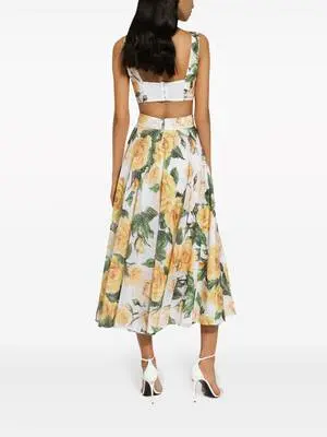 Dolce & Gabbana Rose-print Sequin-embellished Corset Top