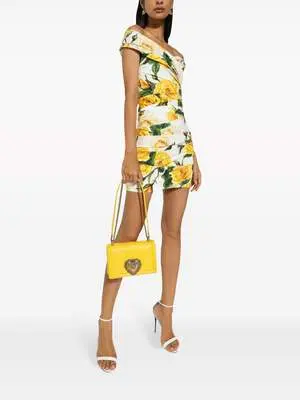 Dolce & Gabbana Off-shoulder Rose-print Dress