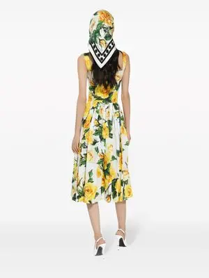 Dolce & Gabbana Rose-print Cotton Midi Dress