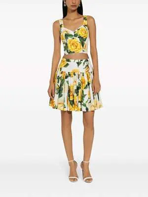 Dolce & Gabbana Rose-print Corset Top - White