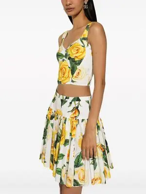 Dolce & Gabbana Rose-print Corset Top - White