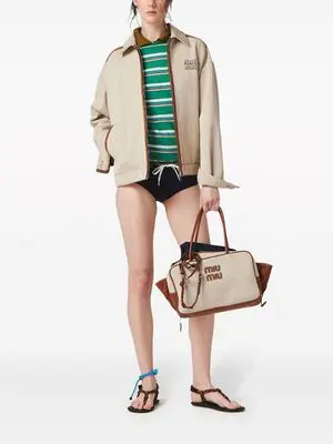 Miu Miu Logo-embroidered Bikini Bottom - Blue