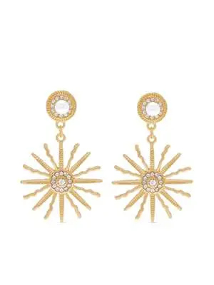 HZMER JEWELLERY Embellished Sun-motif Drop Earrings - Gold
