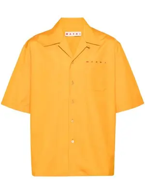 Marni Logo-print Poplin Shirt - Orange