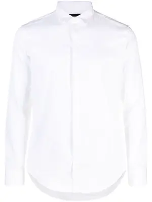 Emporio Armani Classic-collar Concealed Button-fastening Shirt - White