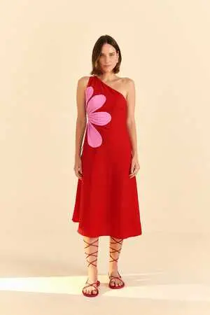 farm rio red cut out flower dress Farm Rio Active Cut-Out Flower Dress - Red