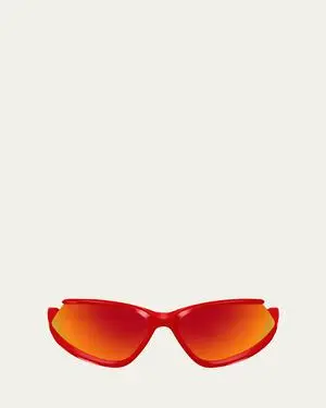 Balenciaga Bb0289sm Wrap Sunglasses - Shiny Solid Red