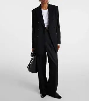 Ami High-rise Wide-leg Wool Pants