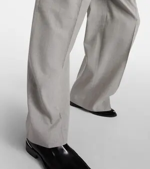 AMI Paris High-rise Wool Wide-leg Pants - Grey