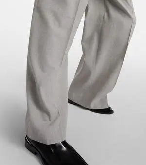 AMI Paris High-rise Wide-leg Wool Pants - Grey