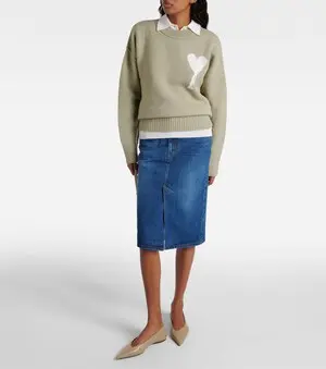 AMI Paris Denim Pencil Skirt