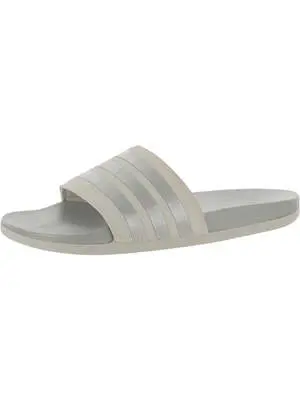Adidas Womens Metallic Slip On Pool Slides - Silver