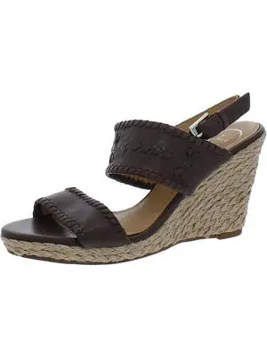Jack Rogers Vanessa Womens Whip Stitch Espadrille Wedge Sandals - Black