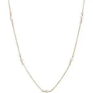 SET & STONES Madeline Freshwater Pearl Station Necklace - Gold