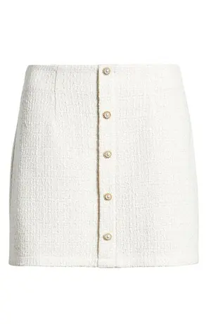 ALL IN FAVOR Imitation Pearl-embellished Tweed Miniskirt