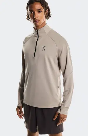 On Climate Knit Quarter Zip Running Top - Desert