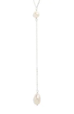 SET & STONES Penny Freshwater Pearl Y-necklace - Pearl/ Silver