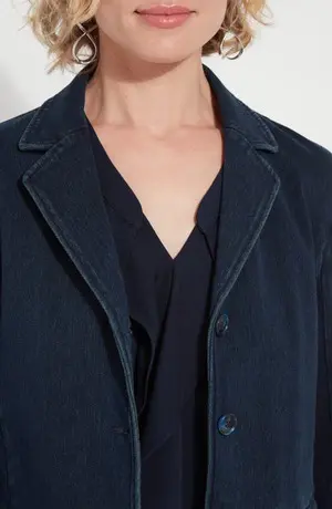 Lyssé Denim Crop Blazer - Indigo