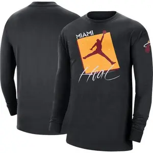 JORDAN BRAND Miami Heat Courtside Max 90 Vintage Wash Statement Edition Long Sleeve T-shirt - Black