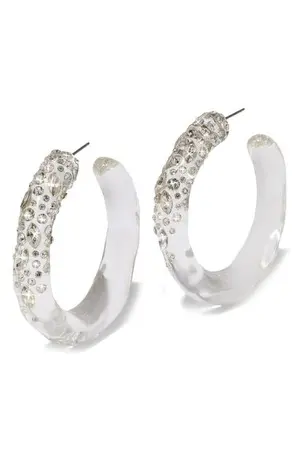 Alexis Bittar Confetti Crystal Lucite® Hoop Earrings - Crystal/clear