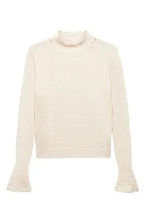 Mango Mock Neck Flared Cuff Sweater