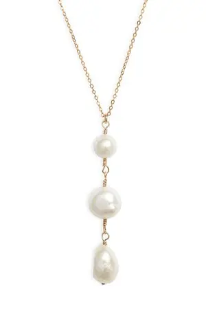 SET & STONES Clove Three Pearl Pendant Necklace - Gold