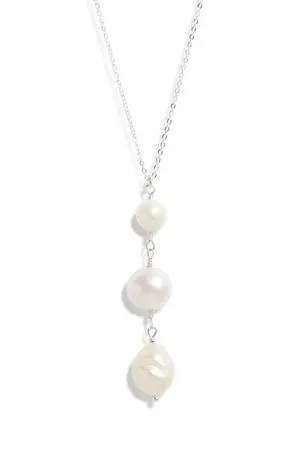 SET & STONES Clove Three Pearl Pendant Necklace - Pearl/ Silver