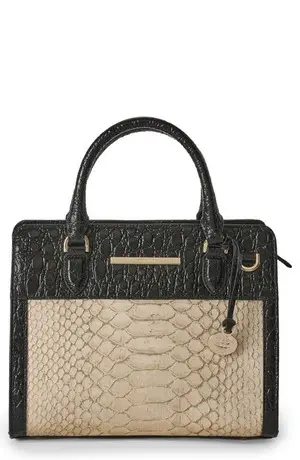 Brahmin Cami Croc Embossed Satchel - Black