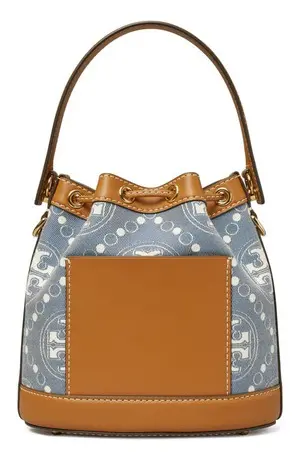 Tory Burch T Monogram Denim Bucket Bag