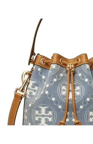 Tory Burch T Monogram Denim Bucket Bag