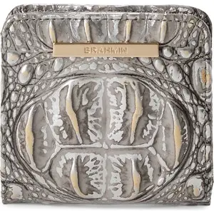 Brahmin Jane Croc Embossed Leather Bifold Wallet - Chrome