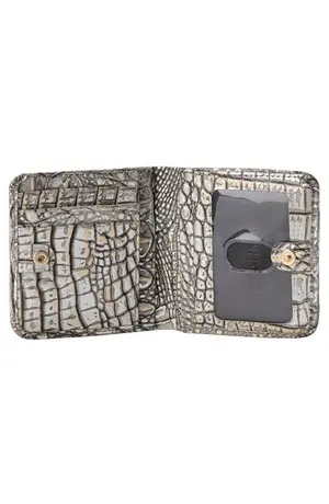 Brahmin Jane Croc Embossed Leather Bifold Wallet - Chrome