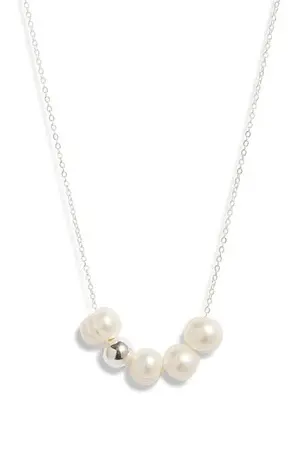 SET & STONES Portia Pearl Chain Necklace - Pearl/ Silver