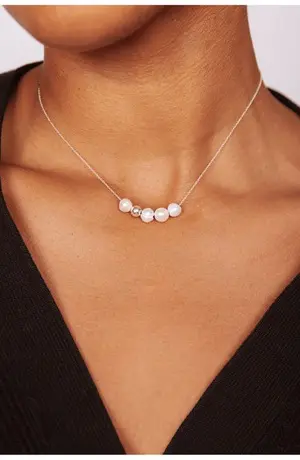 SET & STONES Portia Pearl Chain Necklace - Pearl/ Silver