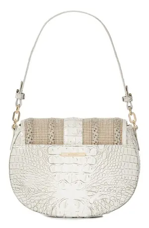 Brahmin Cynthia Straw & Leather Shoulder Bag