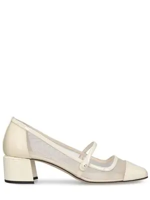 JIMMY CHOO 45mm Elisa Mesh Mary Jane Pumps - Off White