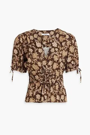 Derek Lam 10 Crosby Rhea Wrap-effect Printed Top