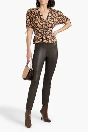 Derek Lam 10 Crosby Rhea Wrap-effect Printed Top