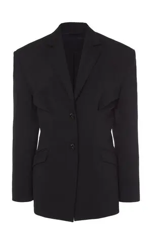 DEL CORE Hourglass Gathered Twill Blazer - Black