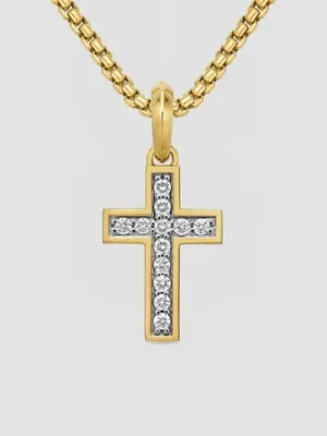 David Yurman Streamline Cross Pendant In 18k Yellow Gold - Diamond