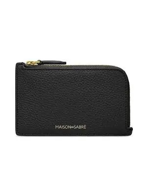 MAISON DE SABRE Leather Zip Card Holder Black Caviar