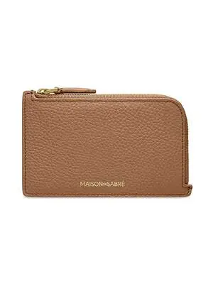 MAISON DE SABRE Leather Zip Card Holder Sandstone Brown