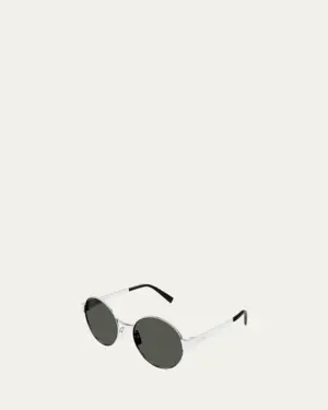 Saint Laurent Logo Metal Oval Sunglasses